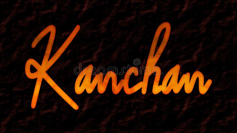 3D Fire Text Effect of Hindi Name Kanchan on Dark Background. Stock ...