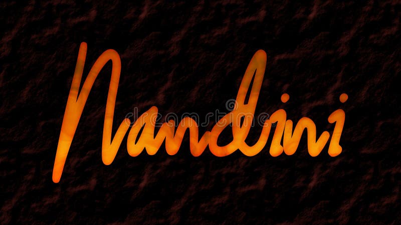 3D Fire Text Effect of Hindi Name Nandini on Dark Background. Stock ...