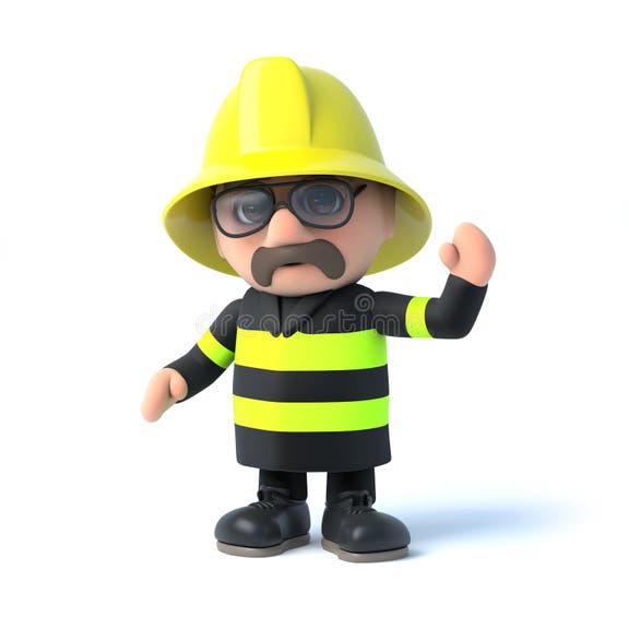 3d Fireman waves hello stock illustration. Illustration of waving ...