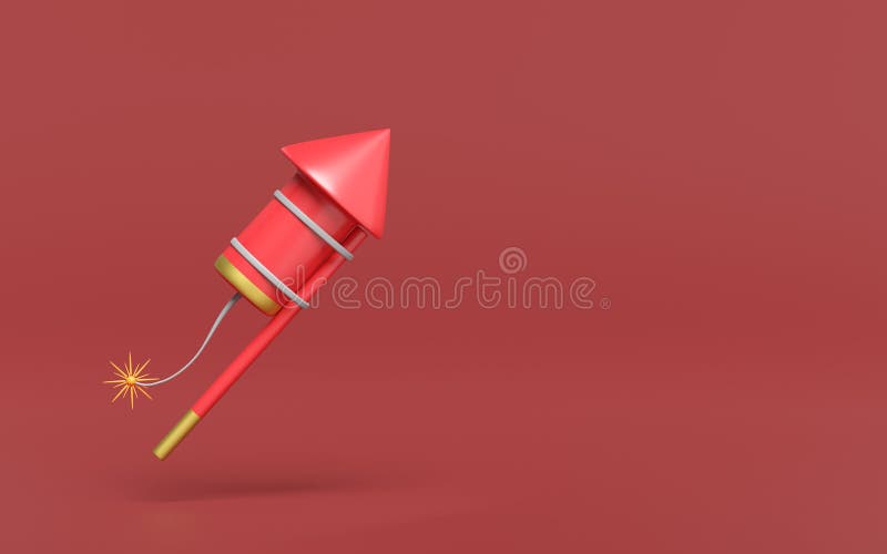3d Firework Rocket for Festive Chinese New Year Holiday. 3d Render ...