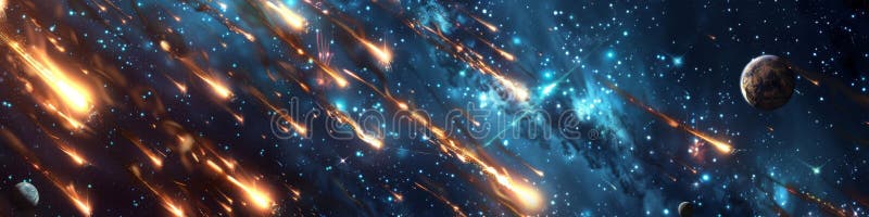 3D Fireworks in the Shape of Shooting Stars Falling To Earth Stock ...