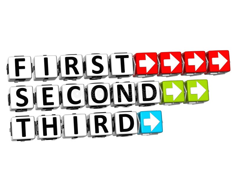 3D First Second Third Button Click Here Block Text Stock Illustration ...