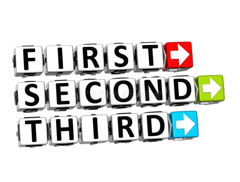 3D First Second Third Button Click Here Block Text Stock Illustration ...