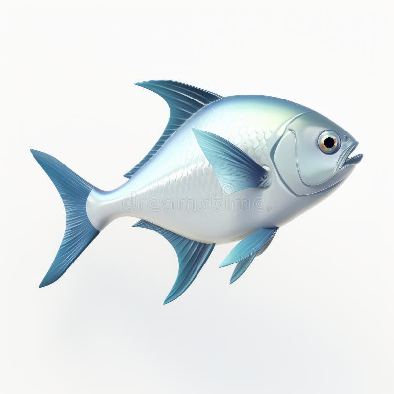 3d Cel Shaded Fish Pose in White Background Stock Illustration ...