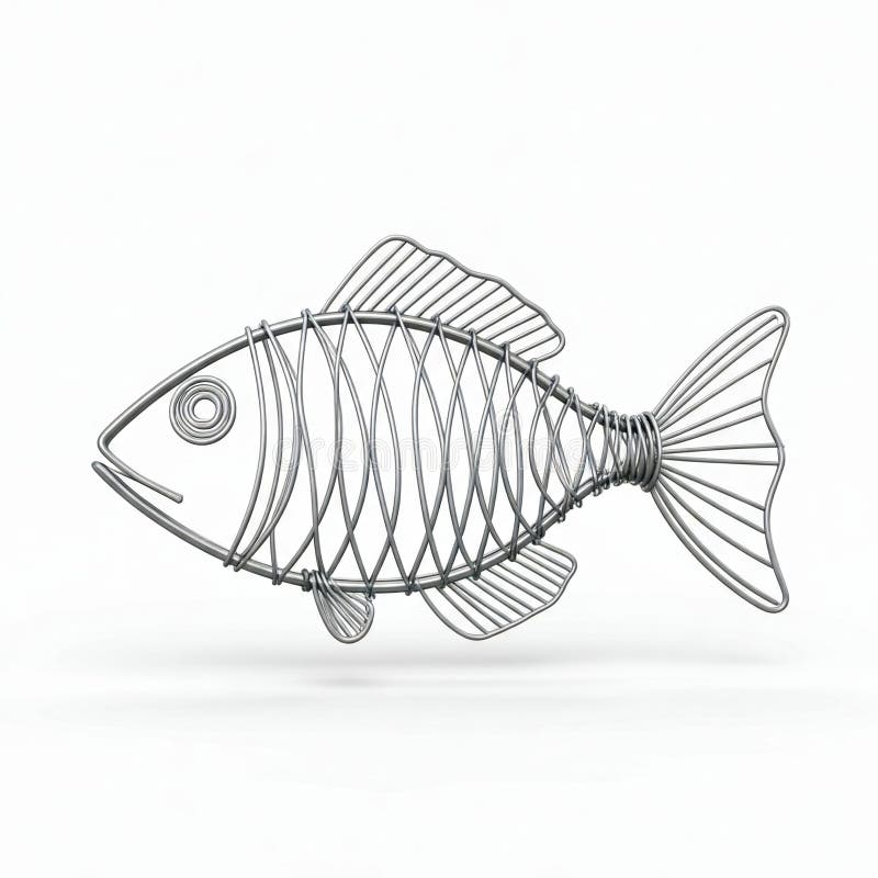 3d Fish Sculpture Made of Silver Wire Stock Illustration - Illustration ...