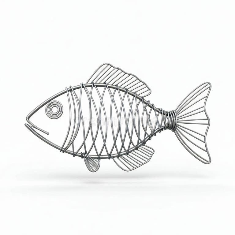 3d Fish Sculpture Made of Silver Wire Stock Illustration - Illustration ...
