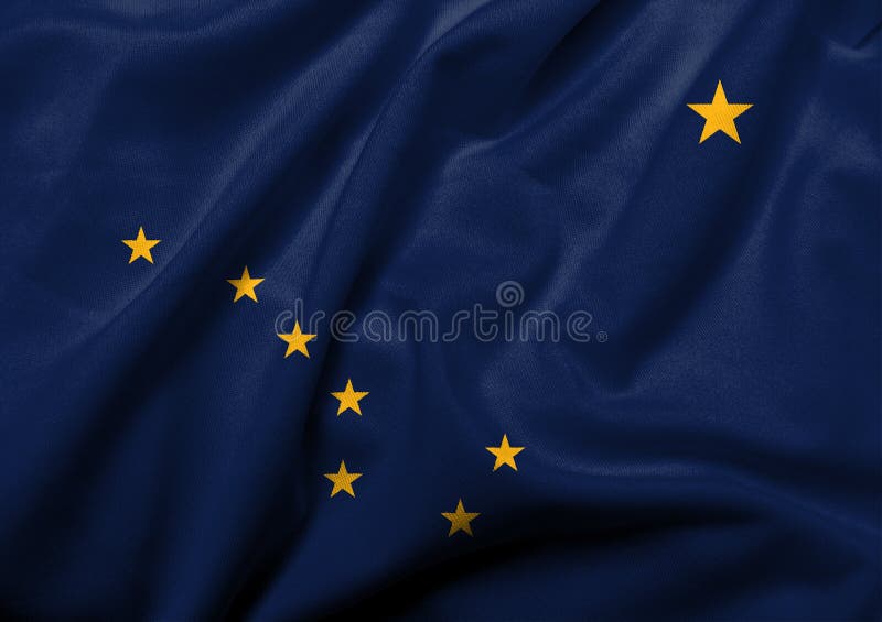 3D Flag of Alaska satin stock illustration. Illustration of nation ...