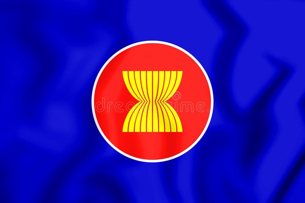 3D Flag of the ASEAN. stock illustration. Illustration of arms - 123511890