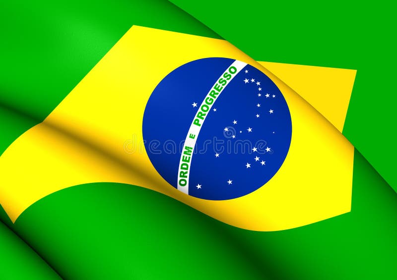 3D Flag of Brazil. stock illustration. Illustration of horizontal ...