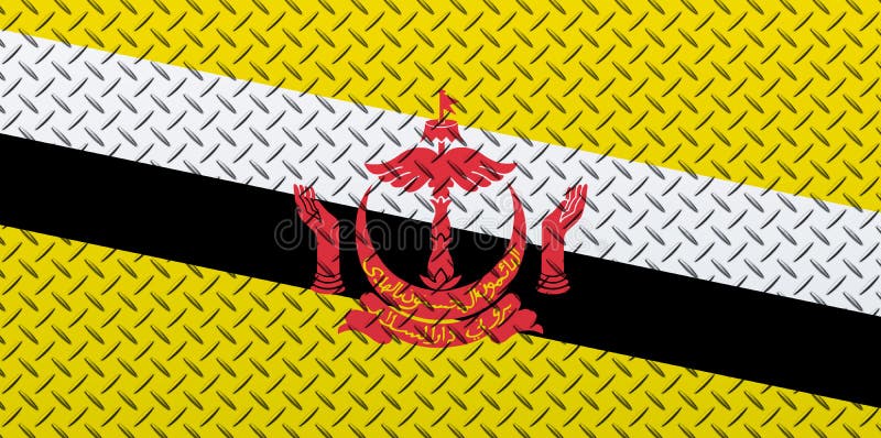3D Flag of Brunei on a Metal Stock Illustration - Illustration of ...
