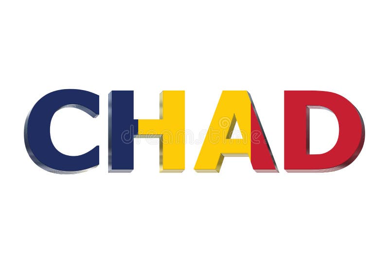 3D Flag of Chad on a text stock illustration. Illustration of country ...