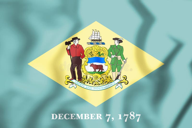 3D Flag of Delaware State, USA. Stock Illustration - Illustration of ...