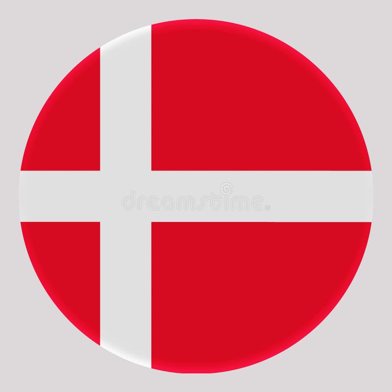 3D Flag of Denmark on Circle Stock Illustration - Illustration of ...