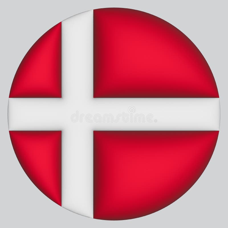 3D Flag of Denmark on Circle Stock Illustration - Illustration of ...