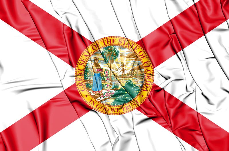 3D Flag of Florida, USA. stock illustration. Illustration of waving ...