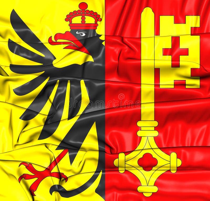 3D Flag of Geneva Canton, Switzerland. Stock Illustration ...