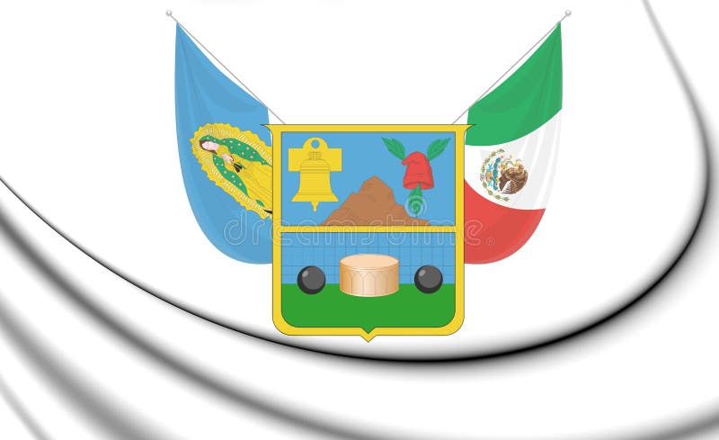 3D Flag of Hidalgo, Mexico. Stock Illustration - Illustration of escudo ...