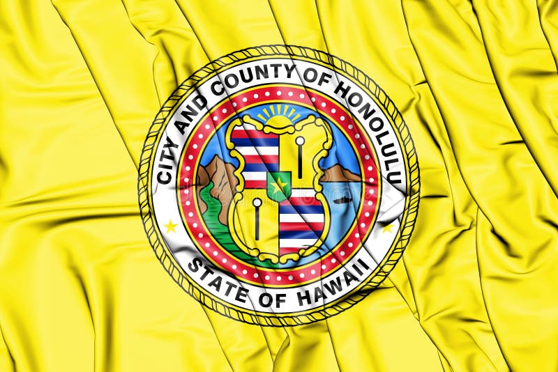 3D Flag of Honolulu Hawaii, USA. Stock Illustration - Illustration of ...
