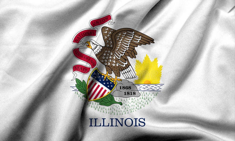 3D Flag of Illinois satin stock illustration. Illustration of fabric ...