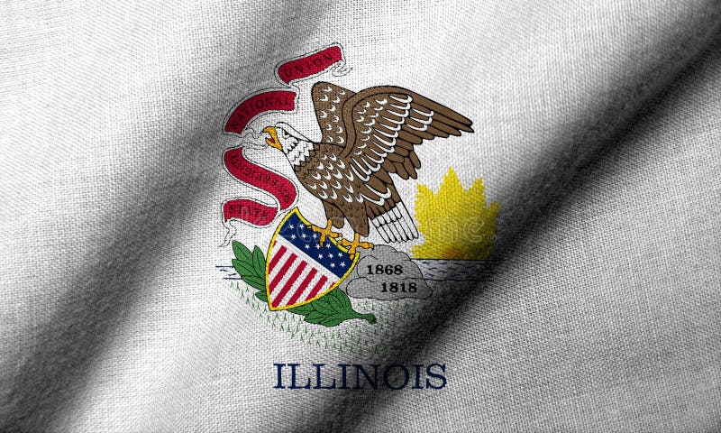 3D Flag of Illinois waving stock illustration. Illustration of illinois ...