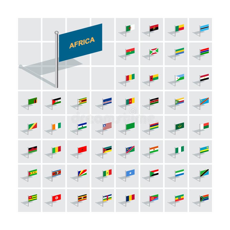 3D Flag Illustrations. Africa Stock Illustration - Illustration of ...
