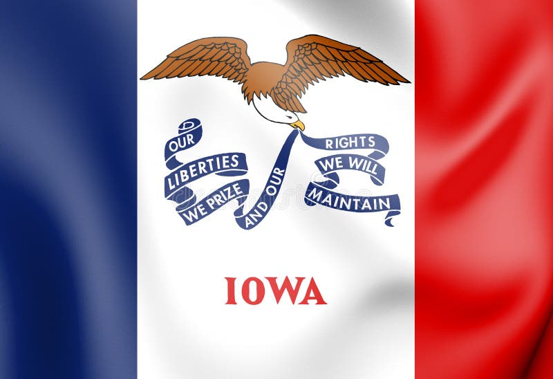 3D Flag of Iowa, USA. stock illustration. Illustration of cloth - 124610192