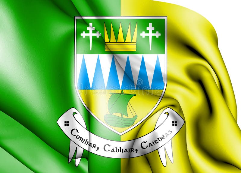 3D Flag of Kerry County, Ireland. Stock Illustration - Illustration of ...