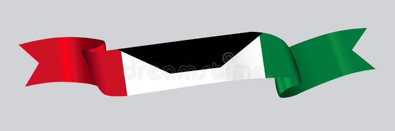 3D Flag of Kuwait on Ribbon Stock Vector - Illustration of ribbon ...