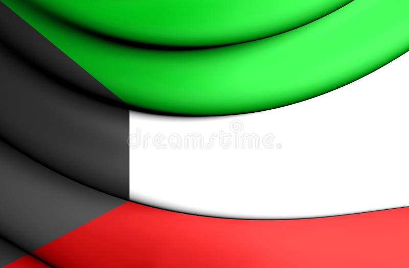 3D Flag of the Kuwait. stock illustration. Illustration of middle ...
