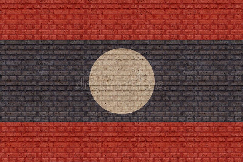 3D Flag of Laos on Brick Wall Stock Image - Image of block, design ...