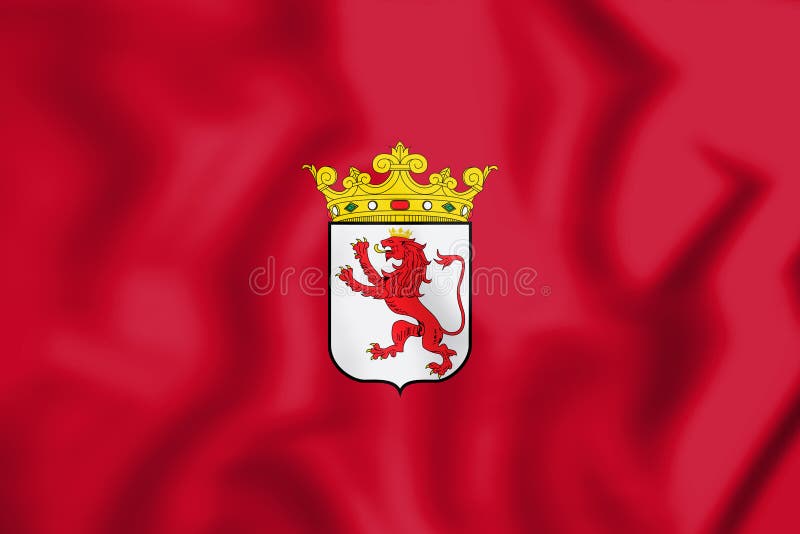 3D Flag of Leon Province, Spain. Stock Illustration - Illustration of ...