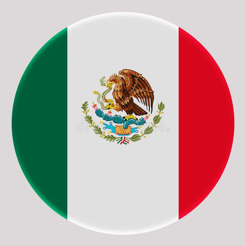 3D Flag of Mexico on Circle Stock Illustration - Illustration of state ...