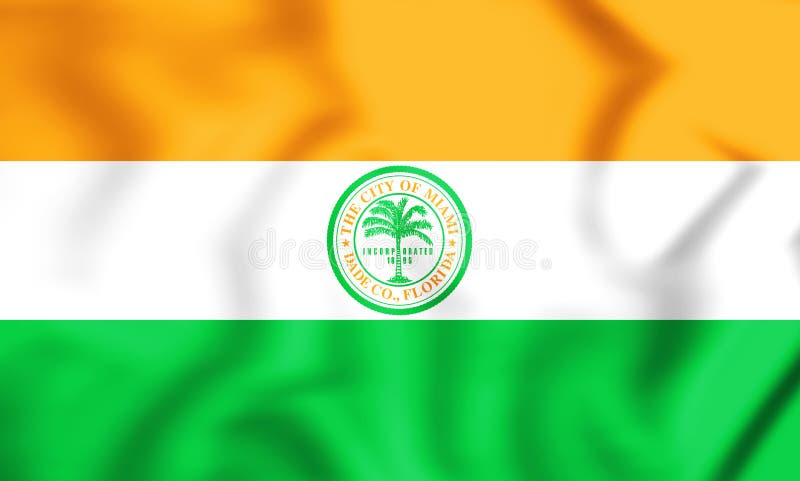 3D Flag of Miami, USA. stock illustration. Illustration of american ...