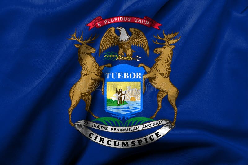 3D Flag of Michigan satin stock image. Image of geography - 268451287