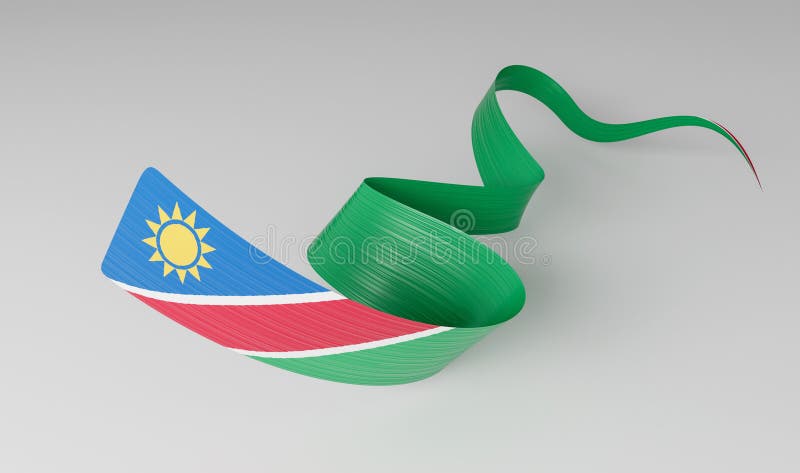 3d Flag of Namibia Country, 3d Wavy Ribbon Flag of Namibia on White ...