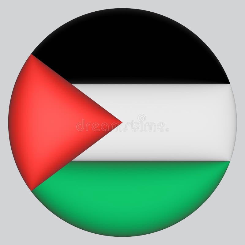 3D Flag of Palestine on Circle Stock Illustration - Illustration of ...