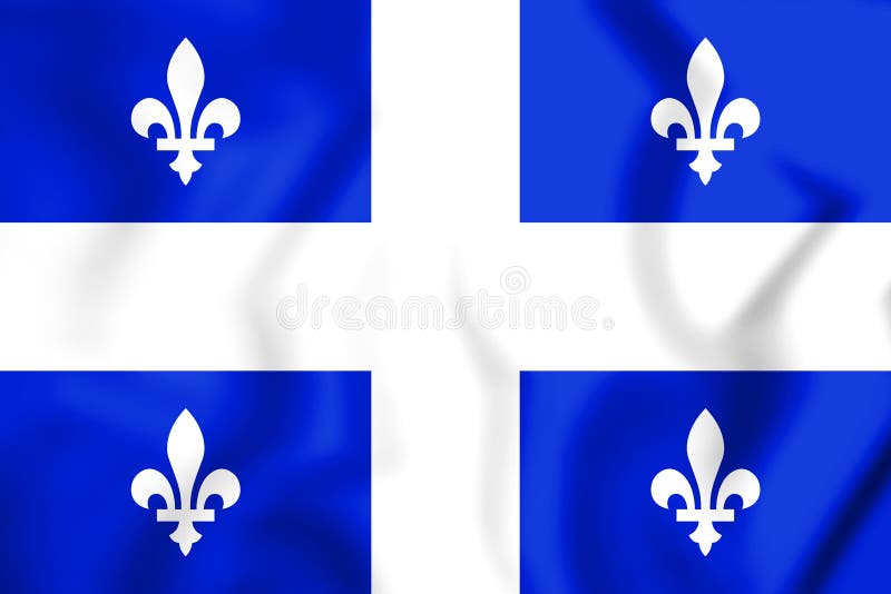 3D Flag of Quebec Province. Stock Illustration - Illustration of symbol ...