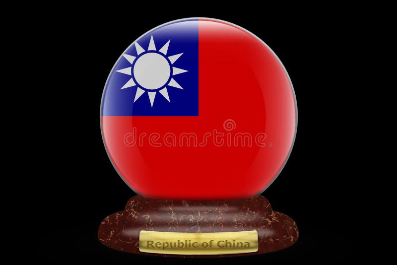3D Flag of Republic of China on a Globe Stock Illustration ...