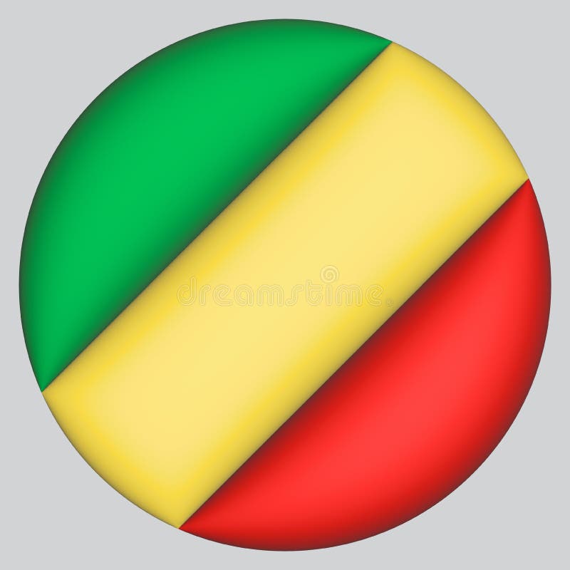 3D Flag of Republic of the Congo on Circle Stock Illustration ...