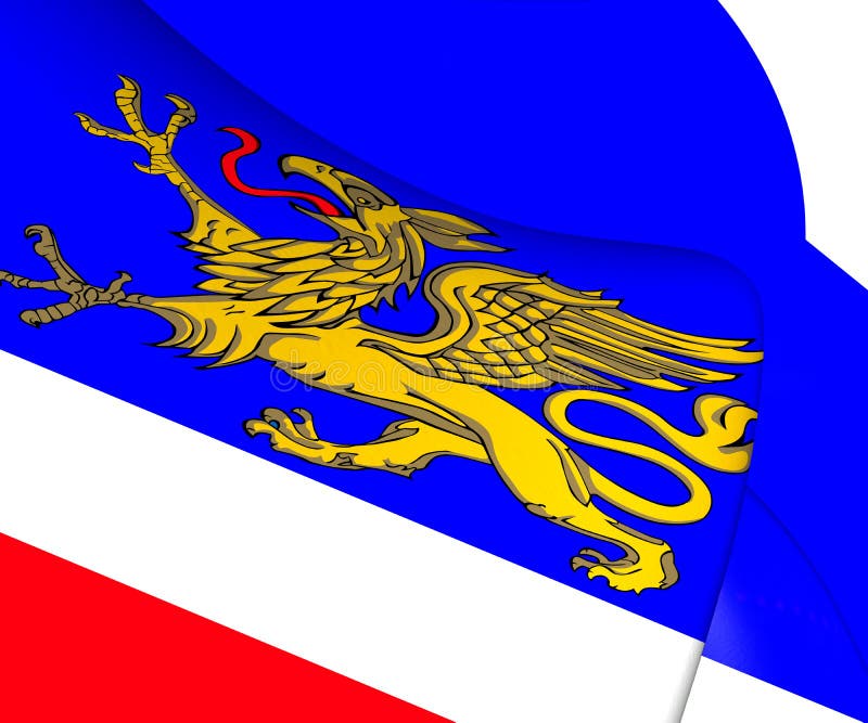 3D Flag of Rostock, Germany. Stock Illustration - Illustration of ...