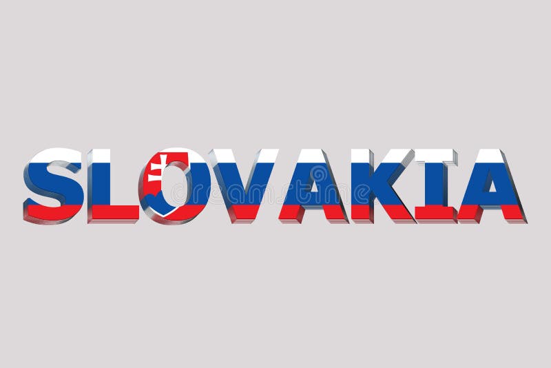 3D Flag of Slovakia on a Text Stock Illustration - Illustration of ...