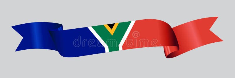 3D Flag of South Africa on Ribbon Stock Vector - Illustration of banner ...
