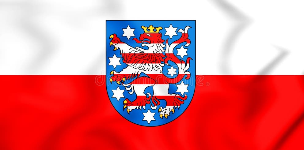 3D Flag of Thuringia, Germany. Stock Illustration - Illustration of ...