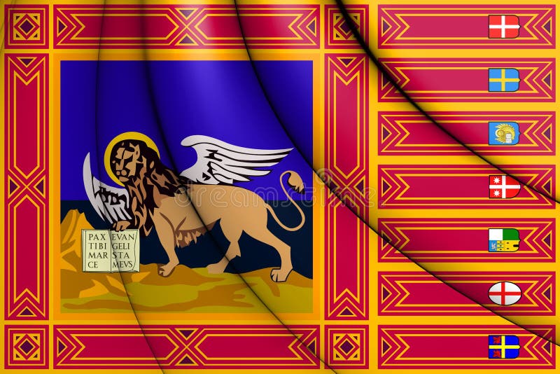 3D Flag of Veneto, Italy. stock illustration. Illustration of cartoon ...