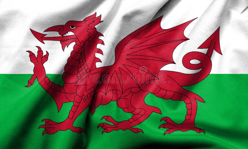 3D Flag of Wales satin stock illustration. Illustration of banner ...