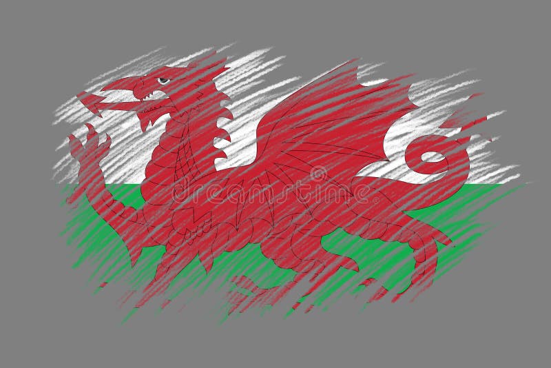 3D Flag of Wales on Style Brush Stock Illustration - Illustration of ...