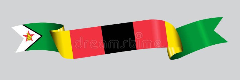 3D Flag of Zimbabwe on Ribbon Stock Vector - Illustration of freedom ...