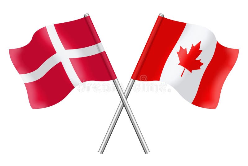 Canada Vs Denmark Smoke Flags Placed Side By Side. Canadian And Stock ...