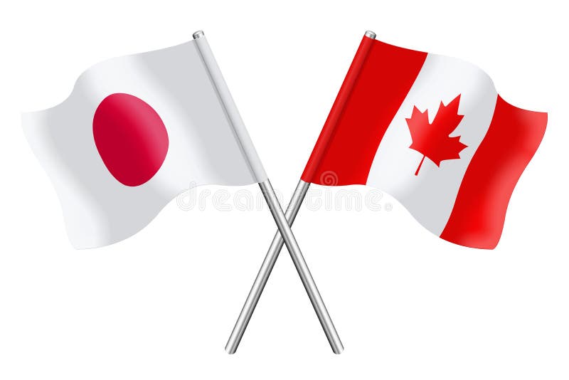 Flags Of Japan And Canada On A White Background Stock Illustration ...