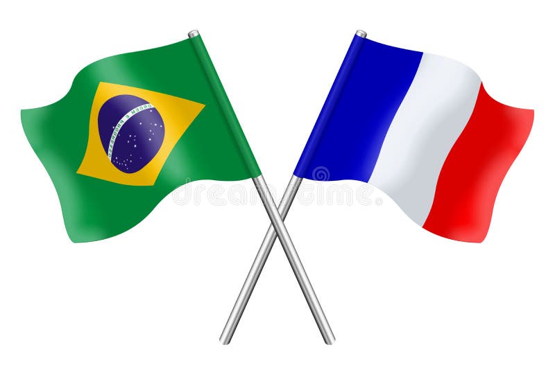 Brazil Vs France, French Smoke Flags Placed Side By Side. Thick Colored ...